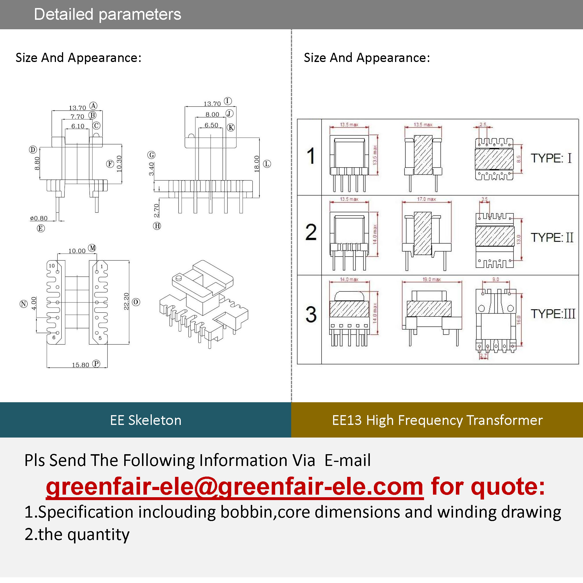 EE20, EE25, EE30 Transformer - greenfair-ele.com