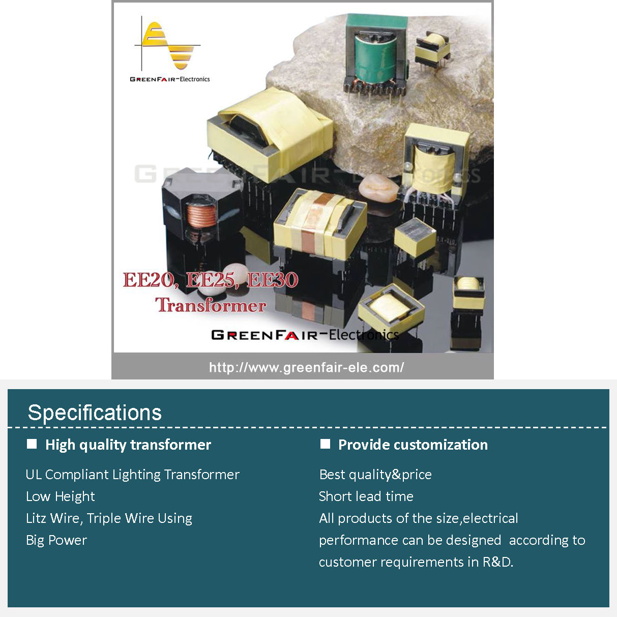 EE20, EE25, EE30 Transformer - greenfair-ele.com